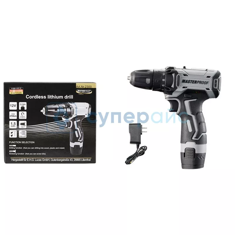 Заказать аккумуляторный шуруповерт MASTERPROOF 12V | Суперайс